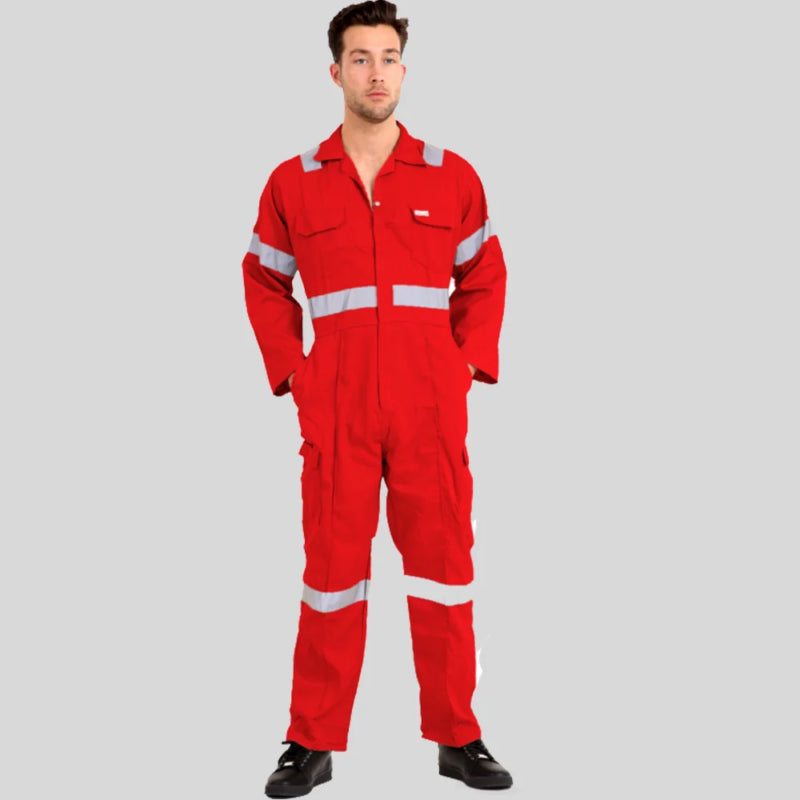Industrial Twill Cotton Uniform Coverall Red 100 Percent Pre Shrunk Co ...