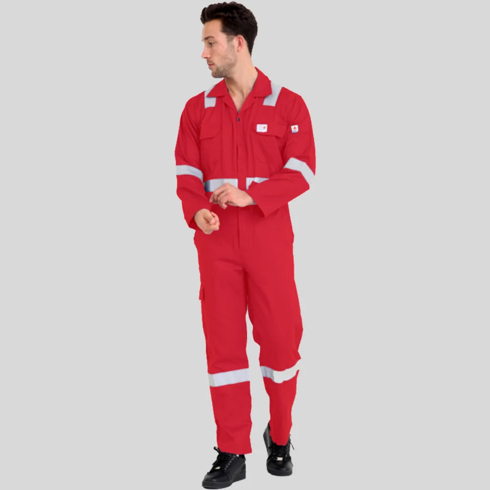 Fire Retardant Industrial Uniform Cotton Coverall Red 100 Percent Cott ...